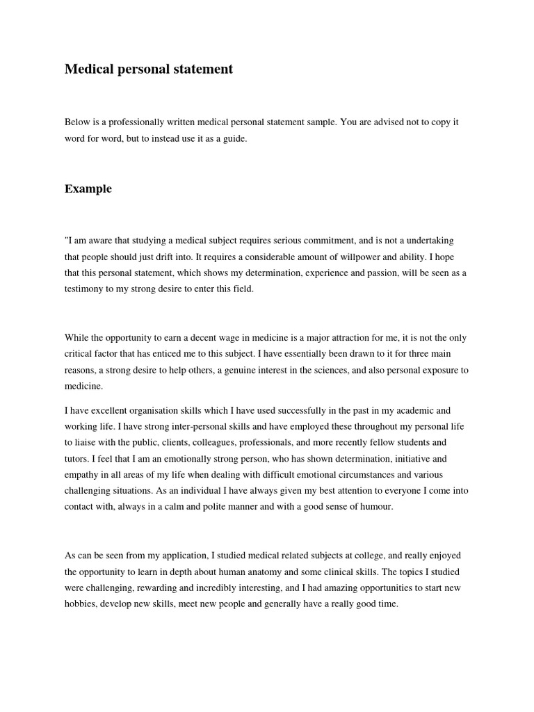 Medical Personal Statement | PDF | Social Psychology | Psychology