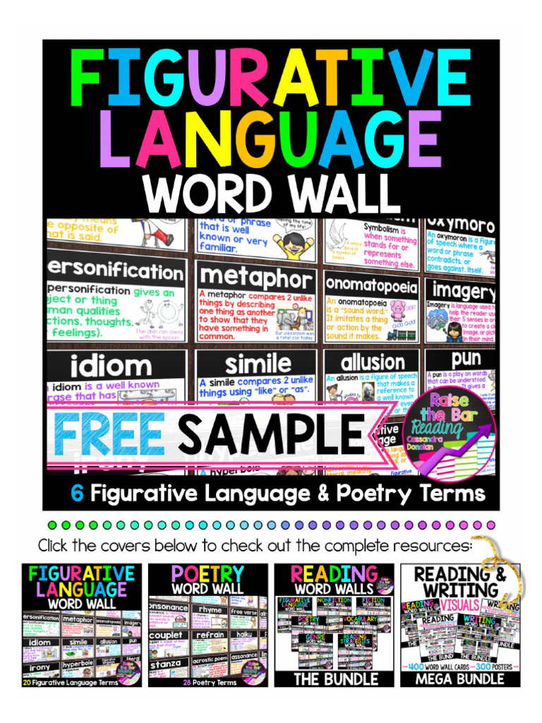 FREEFigurativeLanguagePoetryReadingWordWallorFlashcards 1 | PDF ...