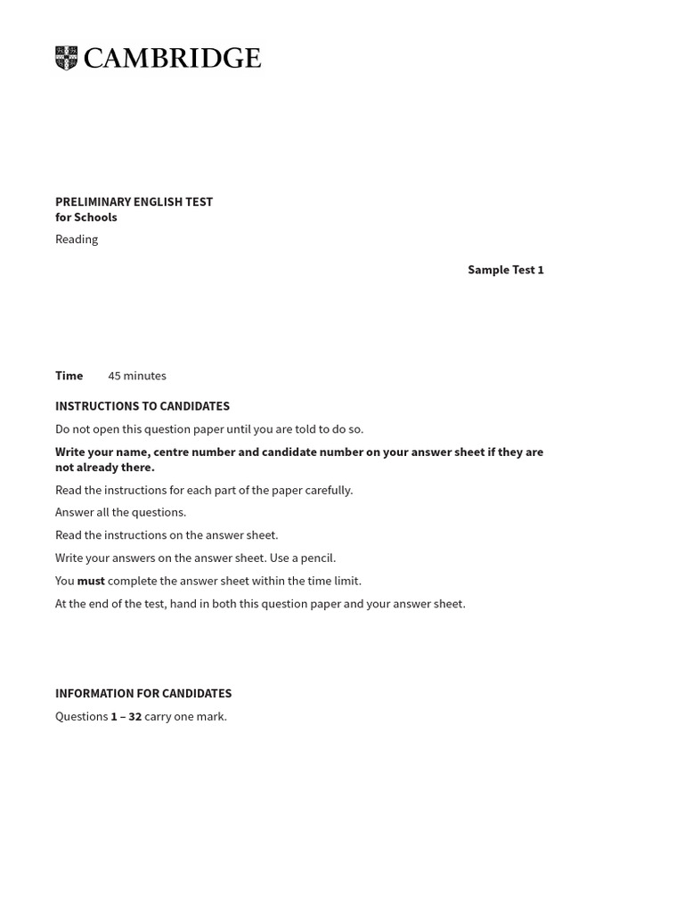 Reading Question Paper | PDF