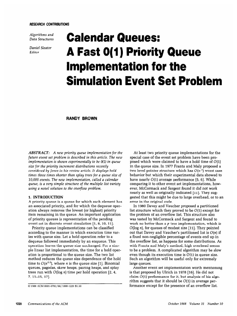Calendar Queue Pdf Queue Abstract Data Type Personal Computers 