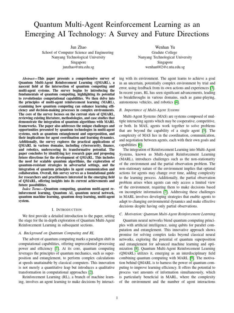 Quantum Multi Agent Reinforcement Learning With Wenhan | PDF | Quantum ...