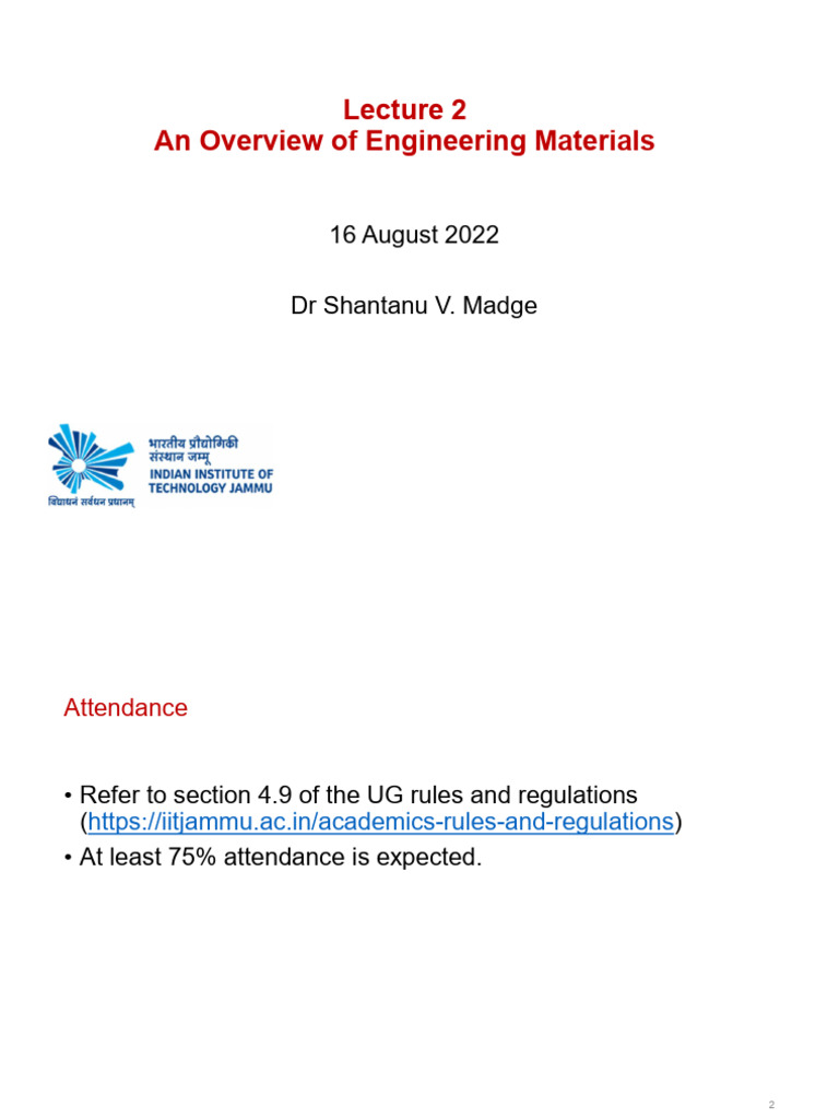 An Overview of Engineering Materials: 16 August 2022 DR Shantanu V. Madge | PDF | Materials ...