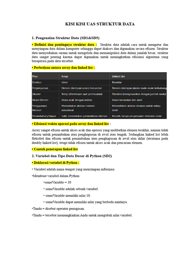 Kisi Kisi Uas Struktur Data | PDF