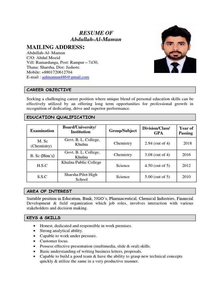 CV Abdullah Al Mamun | PDF