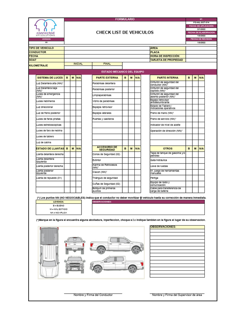 FO-AIL-SST-014 Check List de Vehículos | PDF | Estilos de carrocería ... FO-AIL-SST-014 Check List de Vehículos | PDF | Estilos de carrocería ...