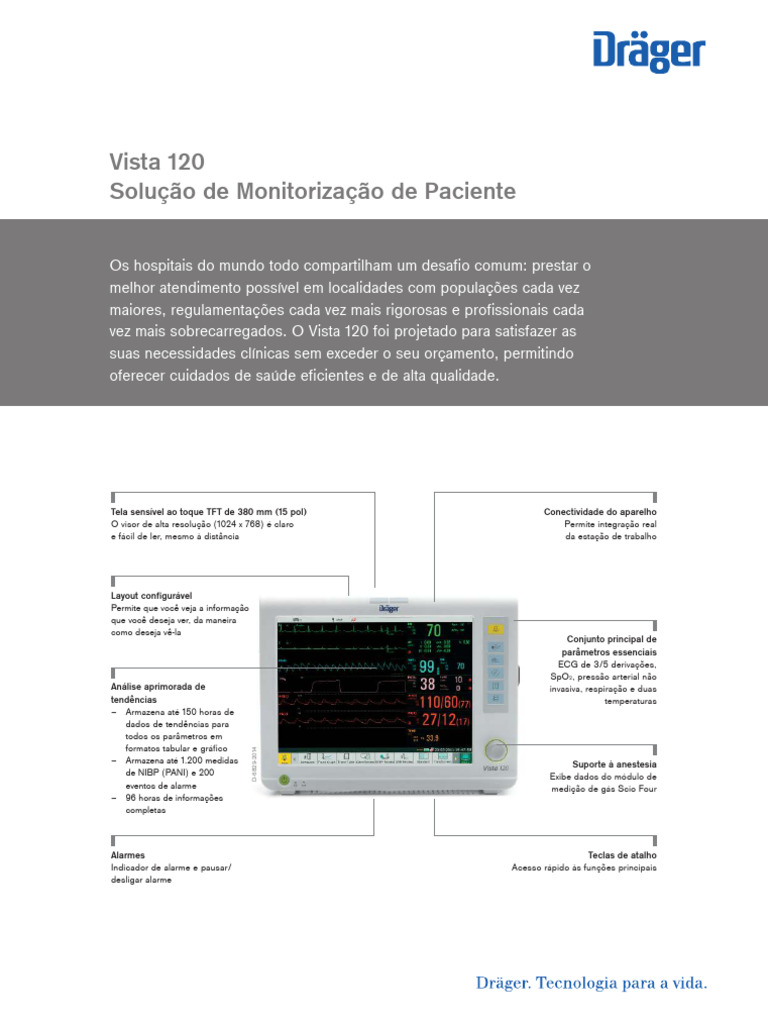 Monitor Dräger Vista 120: Solução Eficiente | PDF | Medição | Informação