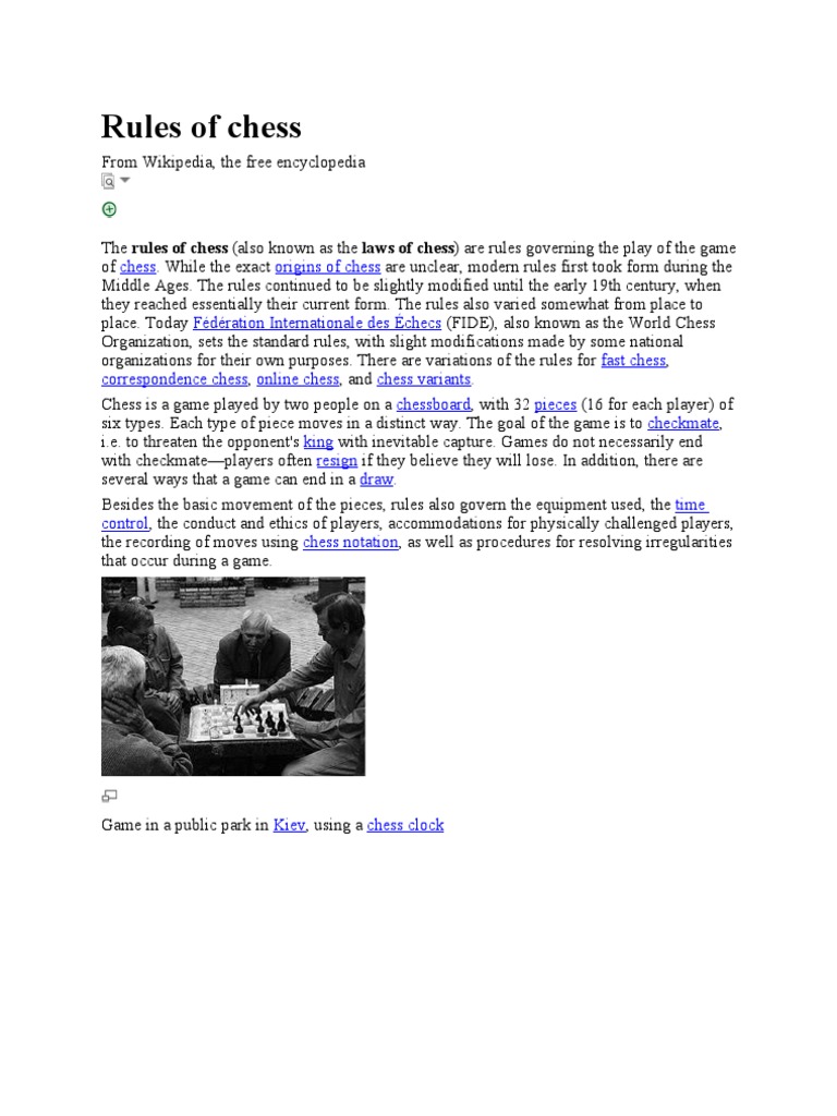 Rules of Chess | PDF | History
