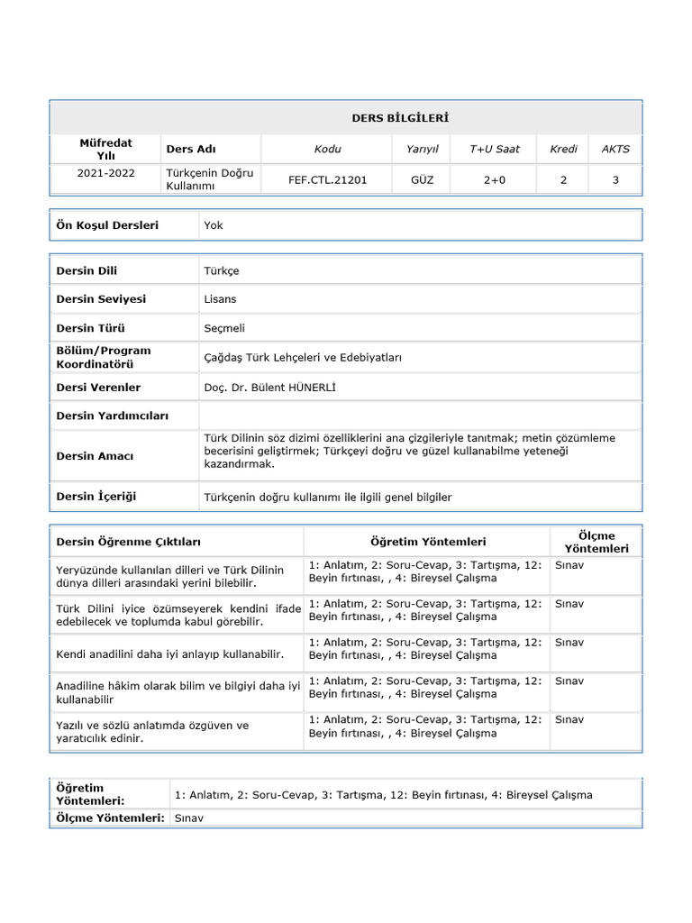 Turkcenin Dogru Kullanimi | PDF