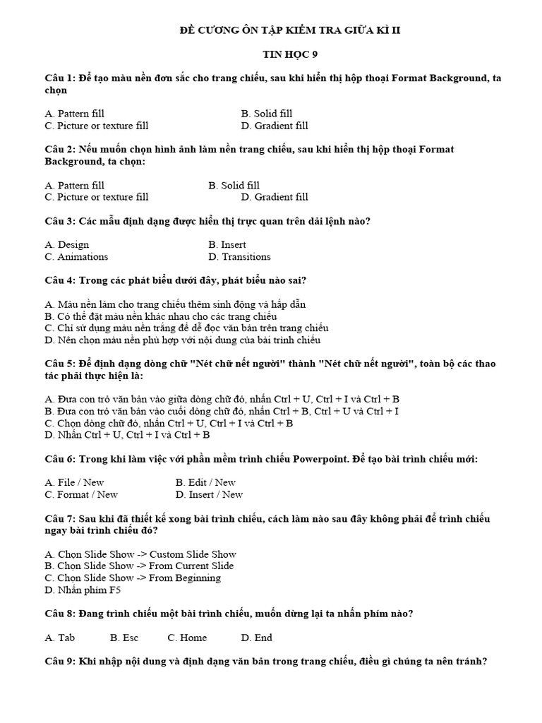 ĐỀ CƯƠNG ÔN TẬP GKÌ II LỚP 9 | PDF