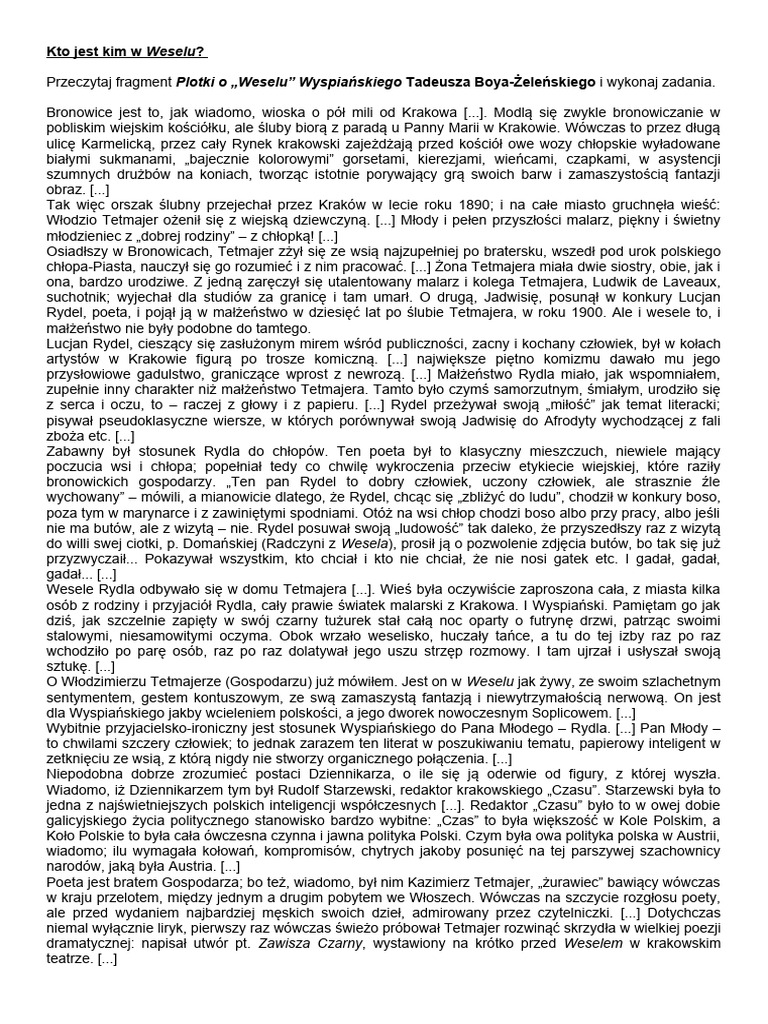 Plotka o Weselu | PDF