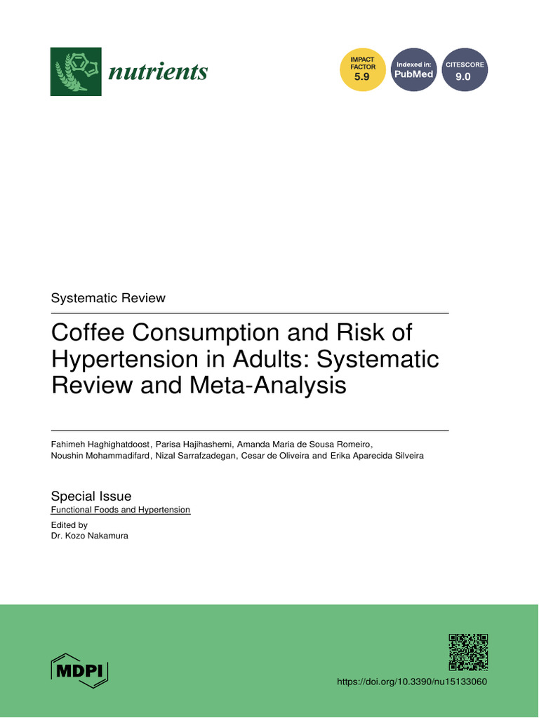 Coffee Consumption and Risk of Hypertension in Adults Systematic Review and Meta-Analysis | PDF ...