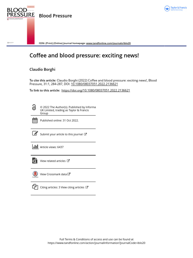 Coffee and Blood Pressure Exciting News | PDF | Caffeine | Hypertension