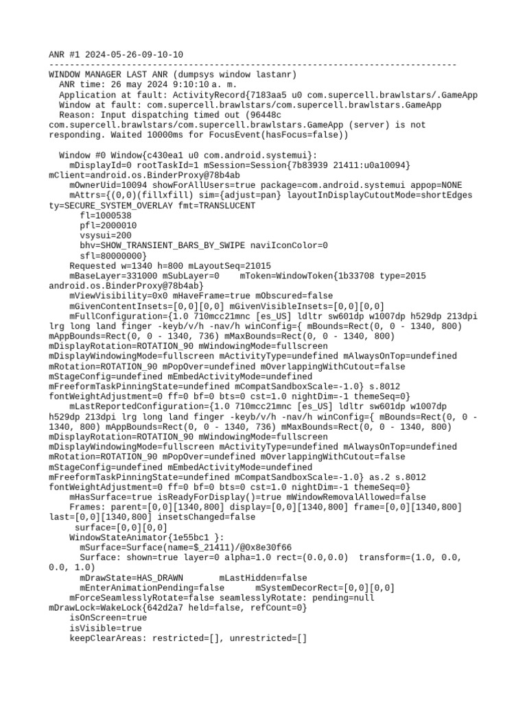Dumpsys ANR WindowManager | PDF | Computer Architecture | Mobile Software
