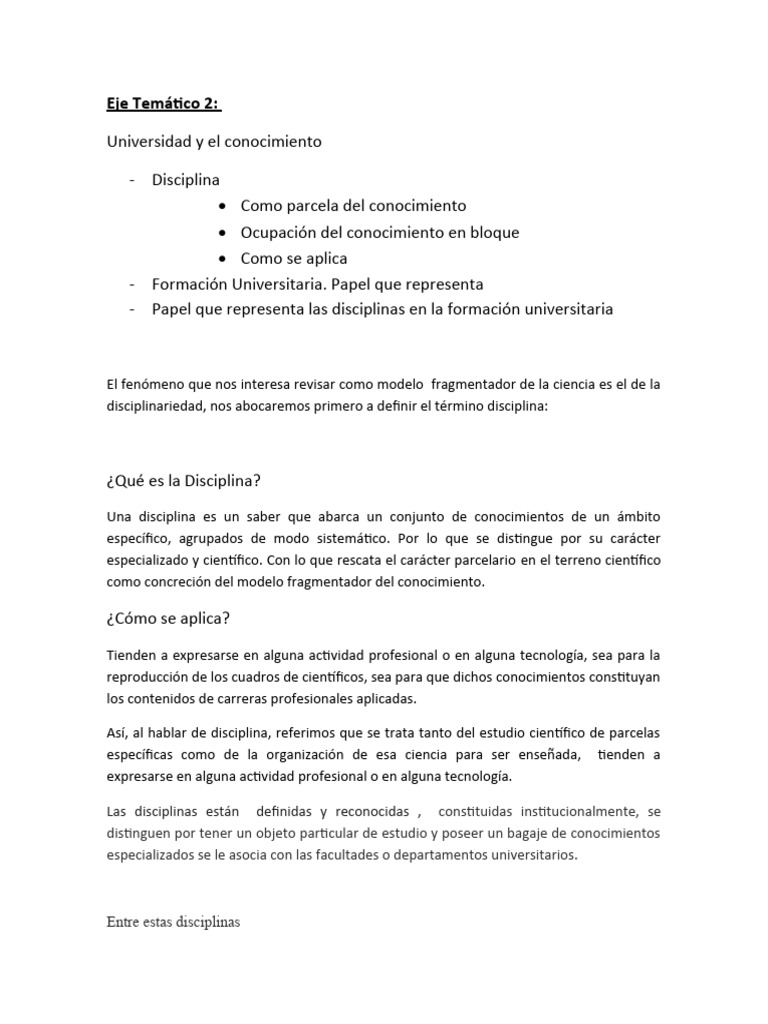 Papel de Las Disciplinas en La Formacion Docente | PDF | Conocimiento ...