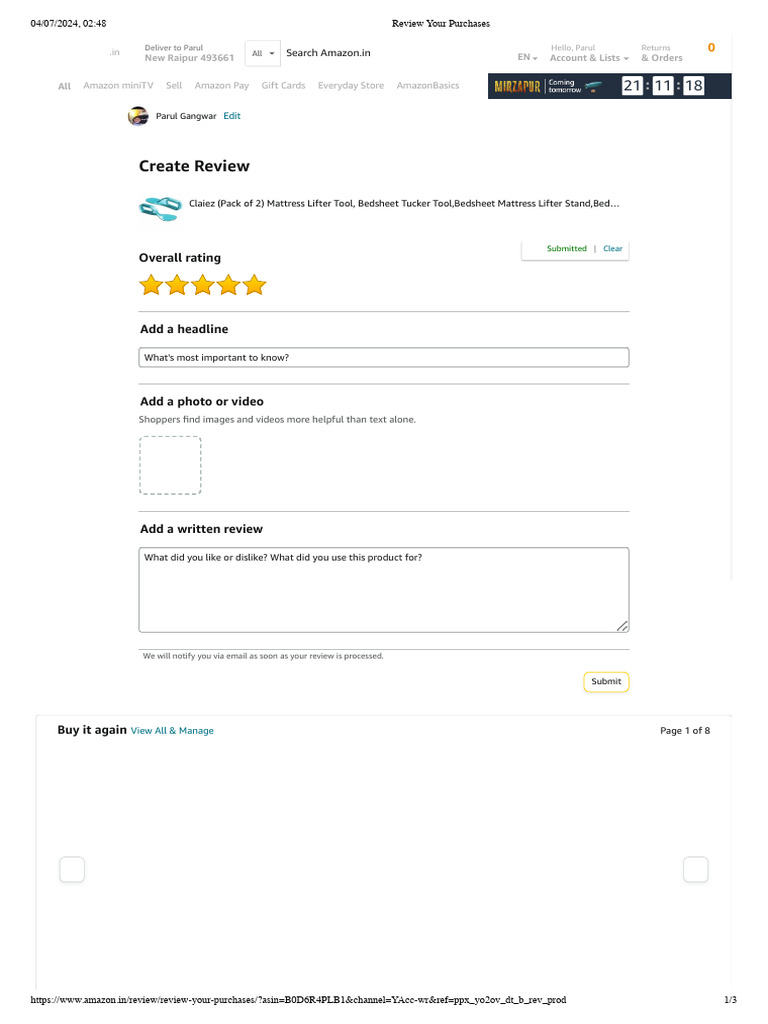 Review Your Purchases | PDF