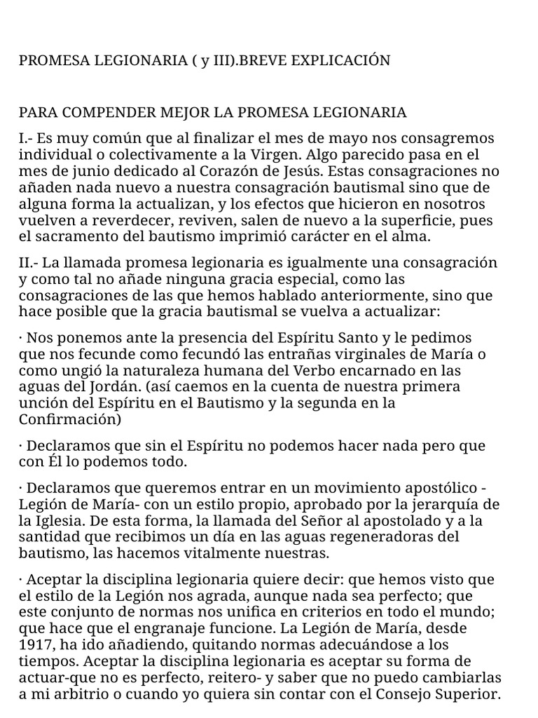 Promesa Legionaria | PDF | Bautismo | Confirmación
