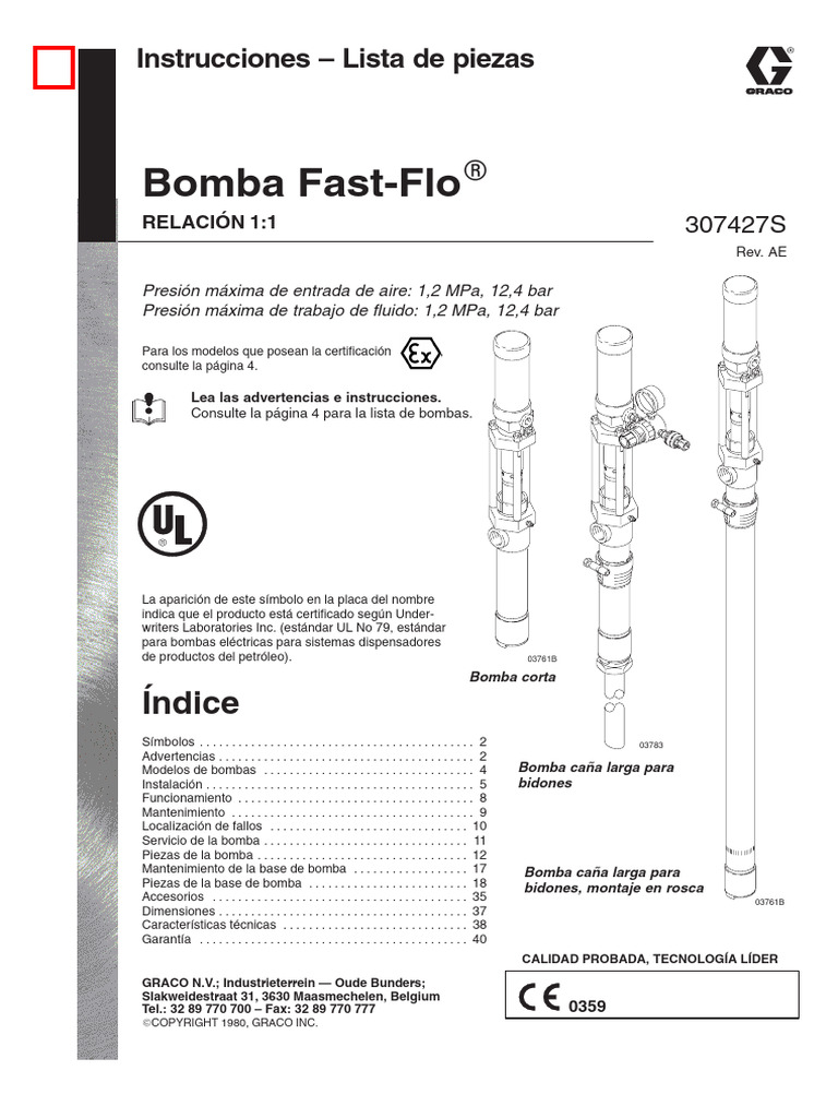 Manual de Bomba Fast-Flo Graco | PDF | Bomba | Válvula