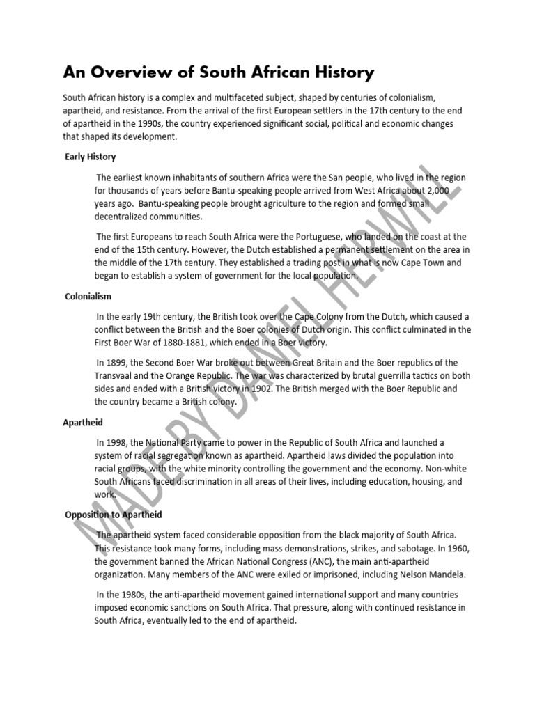 An Overview of South African History | PDF | African National Congress ...