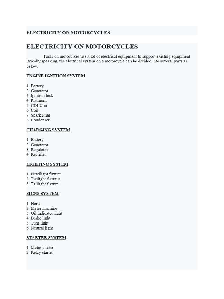 Electricity On Motorcycles (English) | PDF | Electric Generator ...