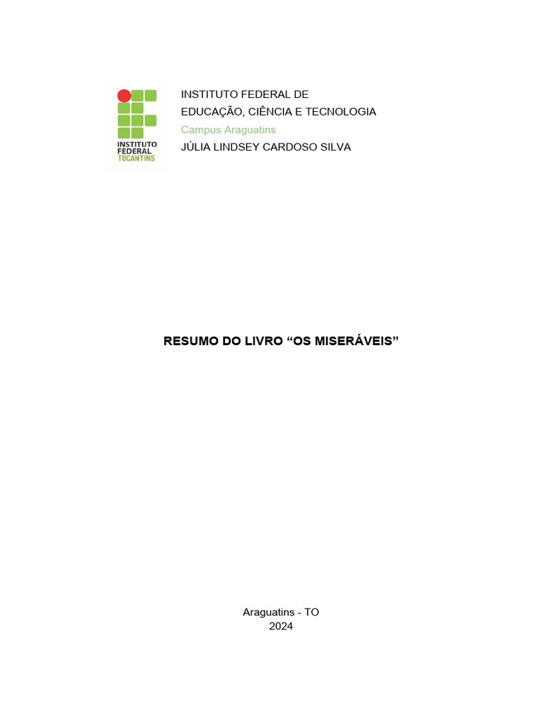 Resumo Os Miseraveis | PDF | Cosette | Victor Hugo