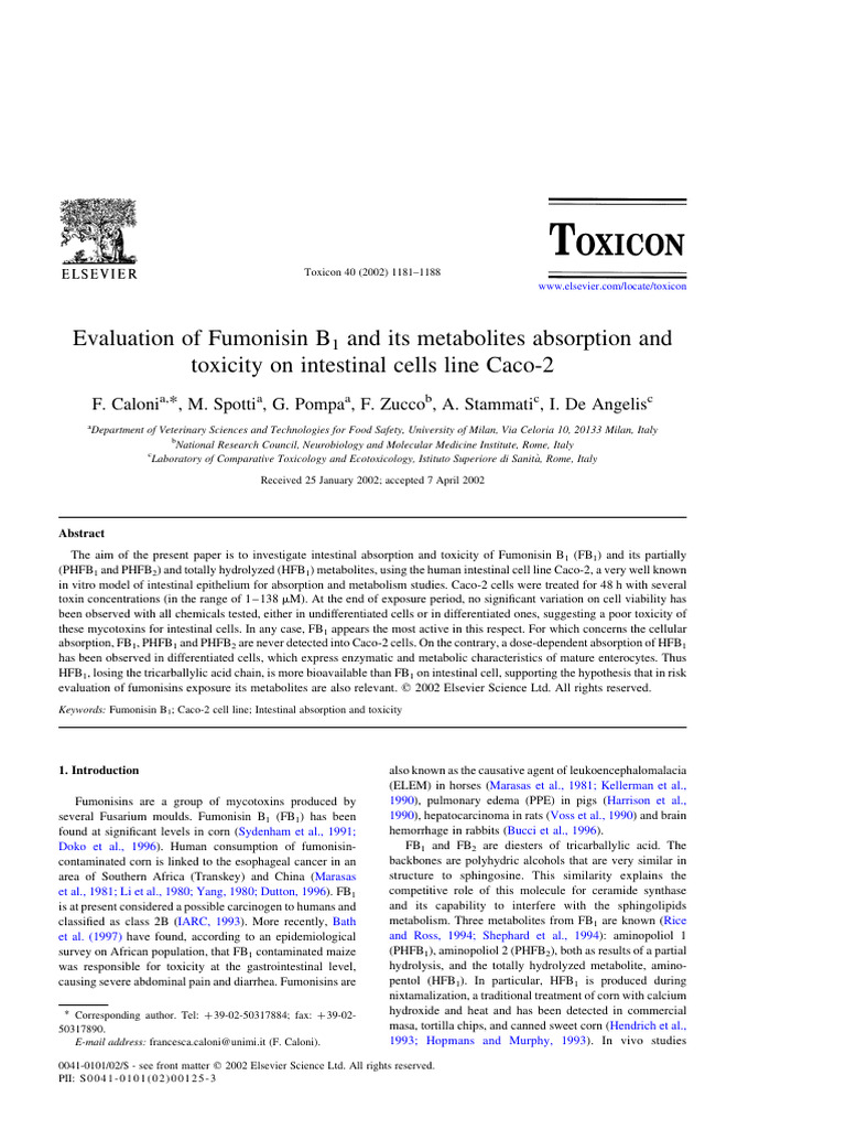 Metabolites Fumonisine | PDF | Biology