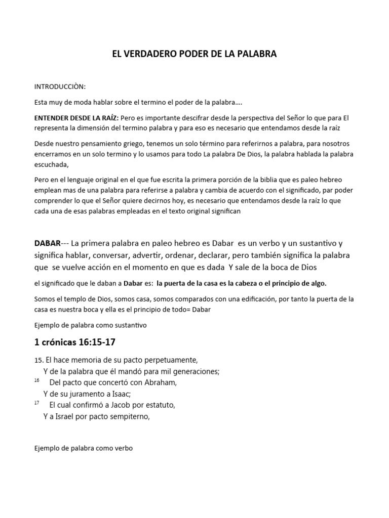El Verdadero Poder de La Palabra | PDF | Palabra | Biblia
