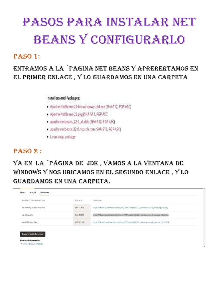 Pasos para Instalar Net Beans y Configurarlo | PDF