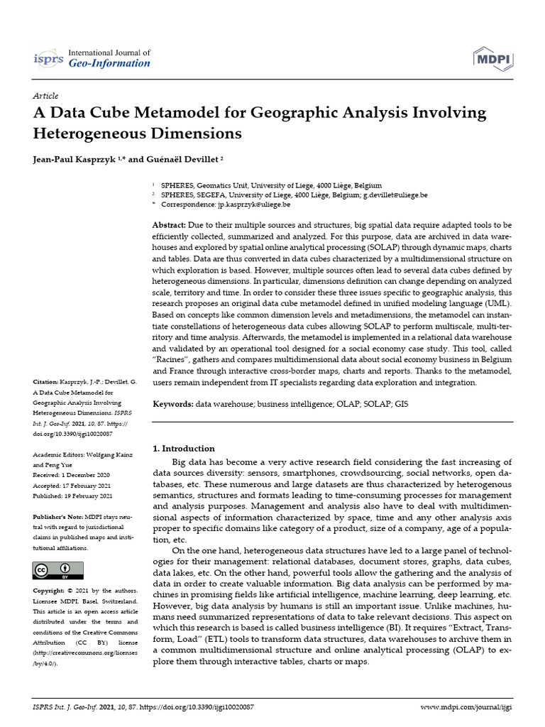 A Data Cube Metamodel For Geographic Analysis Invo | PDF | Data Warehouse | Information Retrieval