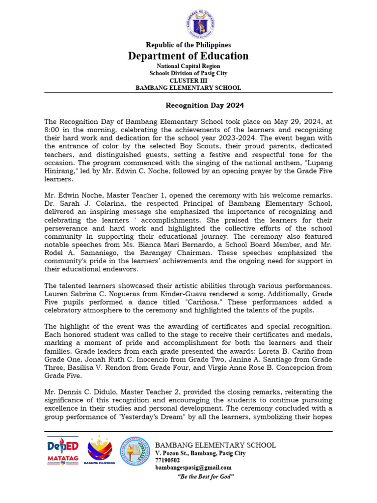 RECOGNITION-2024 | PDF