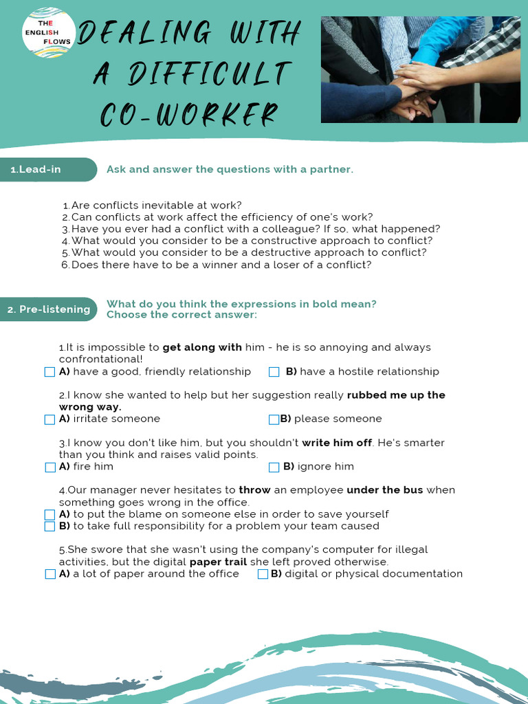 Dealing With A Difficult Coworker | PDF | English Language