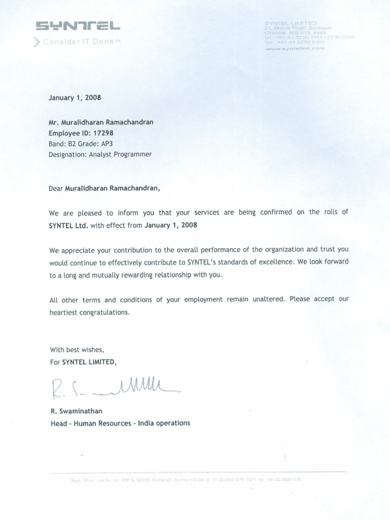 SYNTEL_Confirmation_Letter | PDF