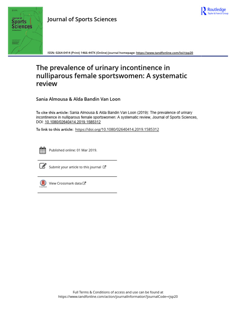 Urinary Incontinence in Female Athletes | PDF | Urinary Incontinence ...