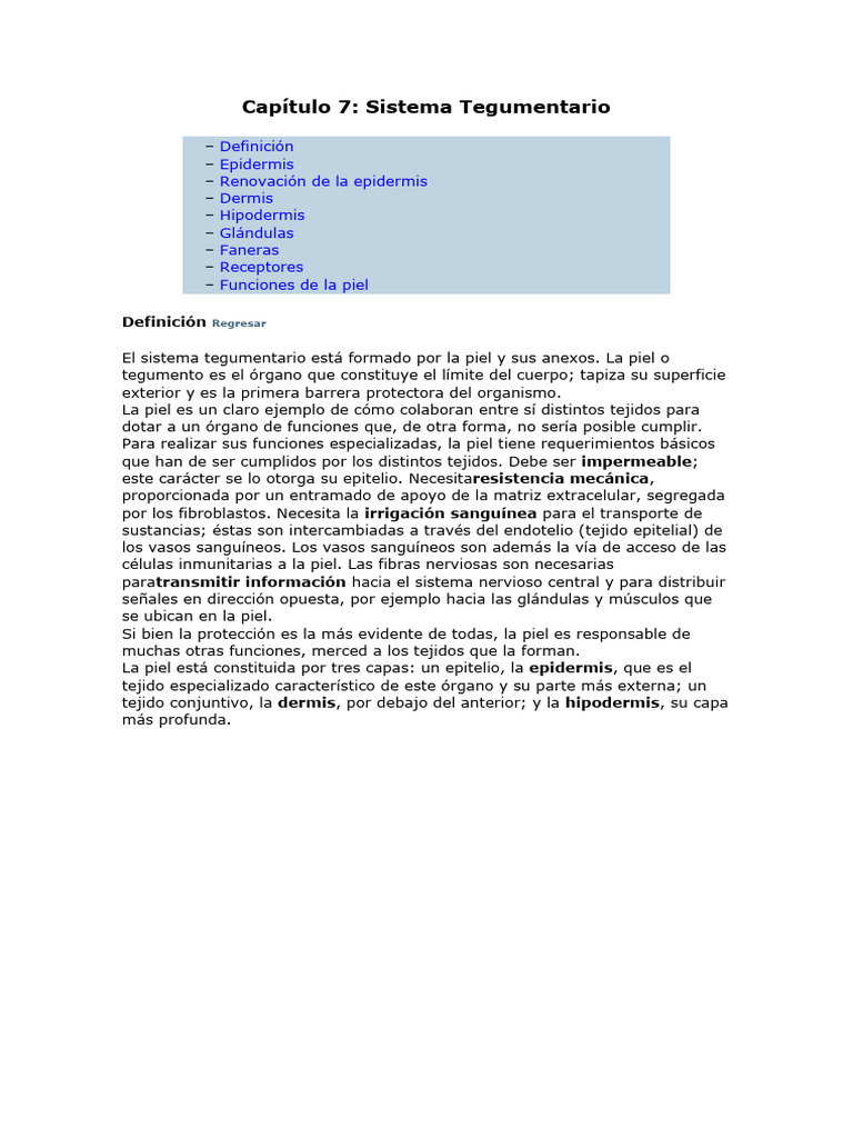 sistema tegumentario | Descargar gratis PDF | Piel | Sistema tegumentario