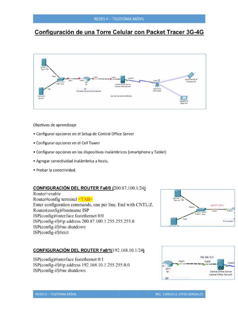 Configuración de Una Torre Celular Con Packet Tracer | PDF