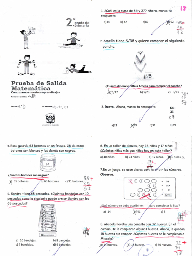 Prueba de Salida de Matemática 2do 2023 | PDF