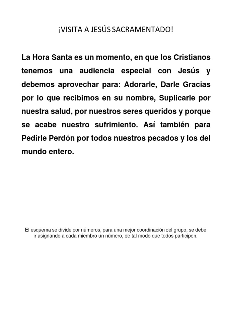 Esquema Hora Santa | PDF | María, madre de Jesús | eucaristía