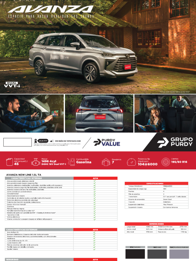 Ficha Técnica - Ficha Técnica Toyota Avanza | PDF
