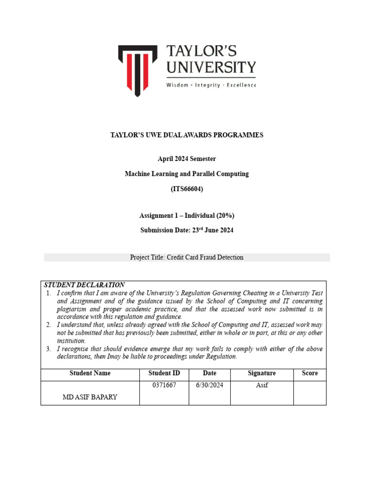 Assignment 1 Individual Assignment Template | PDF | Receiver Operating Characteristic | Machine ...