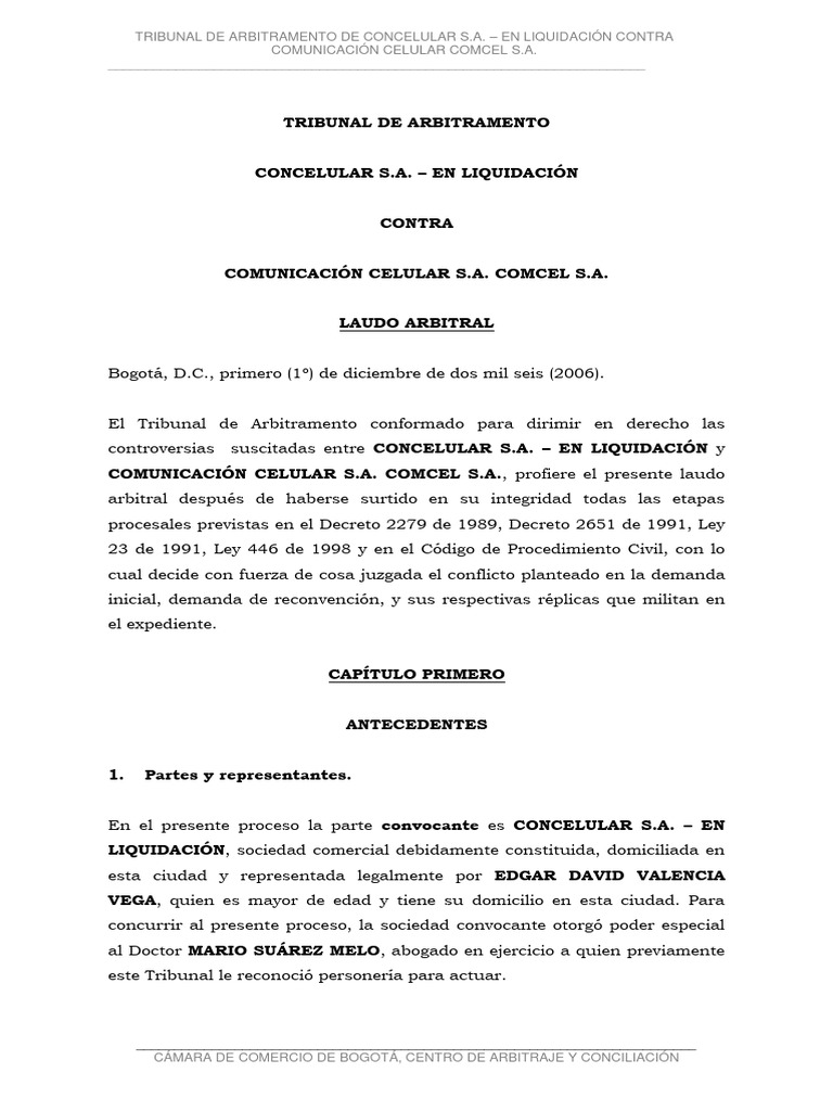 25 - V - CONCELULAR - Vs - COMCEL - 01 - 12 - 06 | PDF | Daños y ...