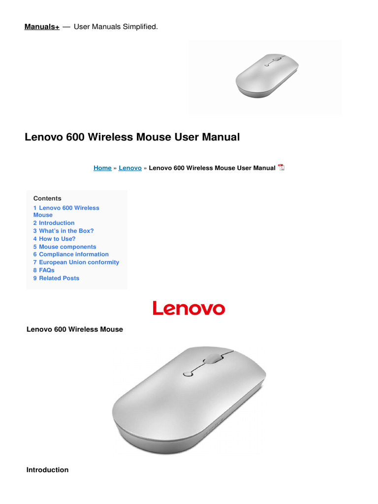 Lenovo 600 Wireless Mouse User Manual | PDF | Electromagnetic Interference | Radio