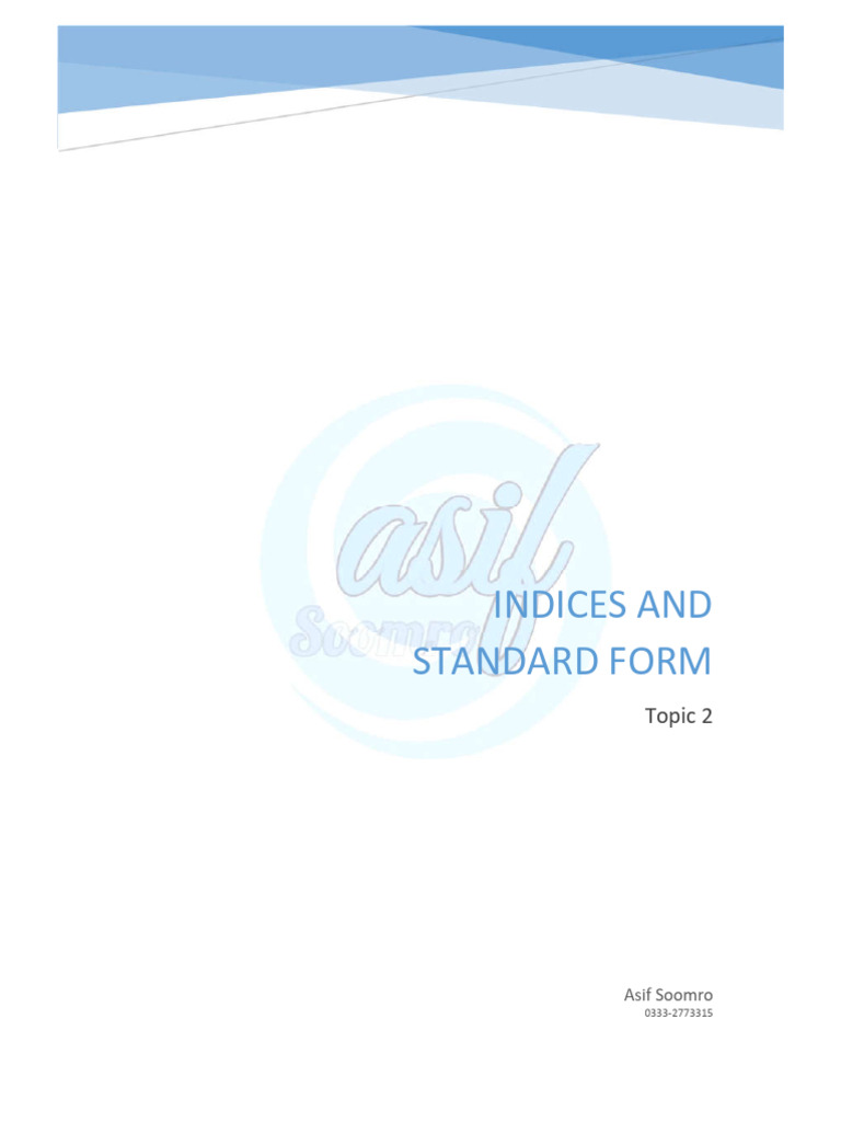 Indices and Standard Form in Mathematics | PDF | Significant Figures ...
