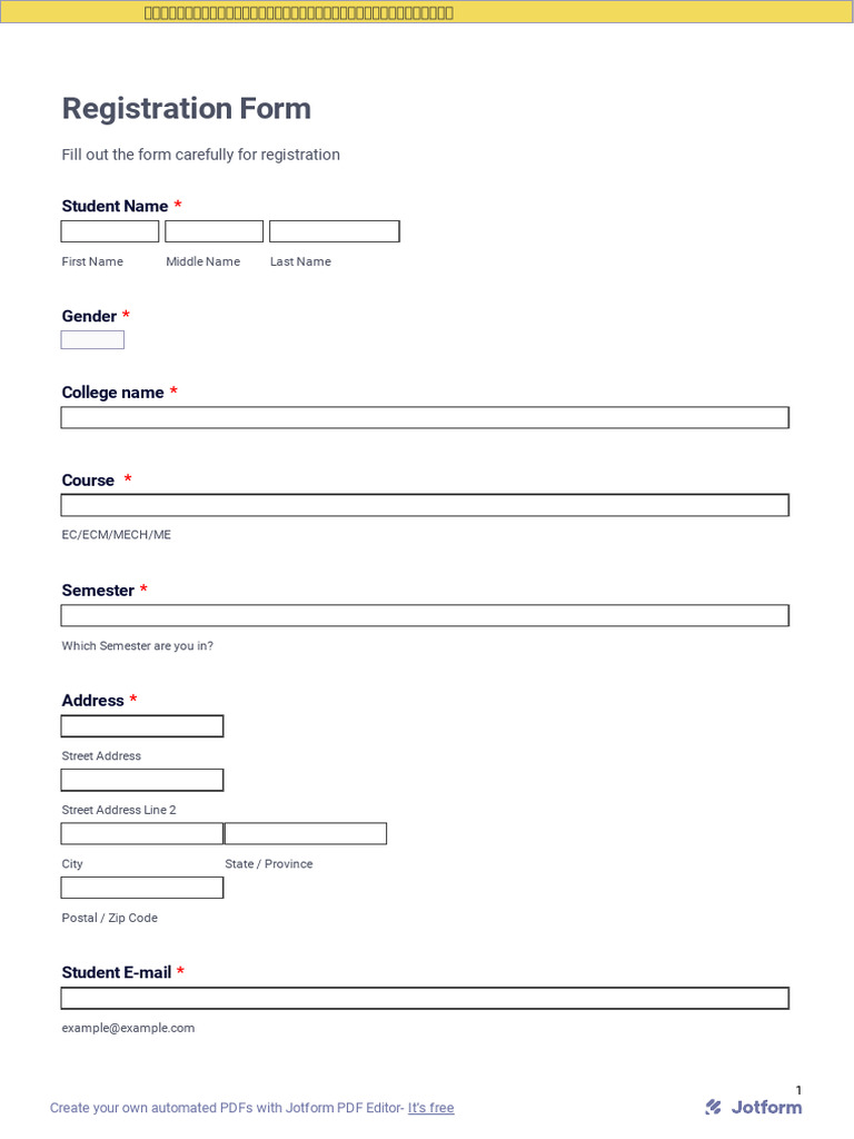 Course Registration Form | PDF | Computers
