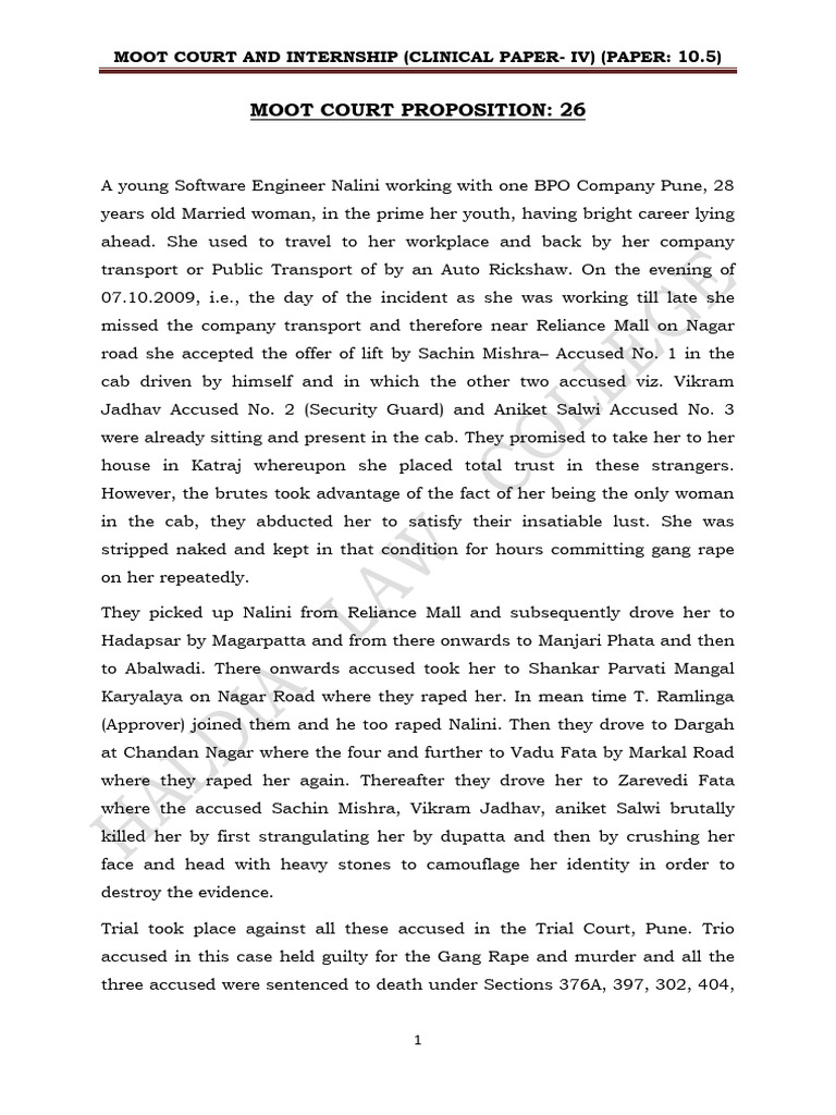 Group 23. Moot Court Proposition-26 | PDF | Murder | Acquittal