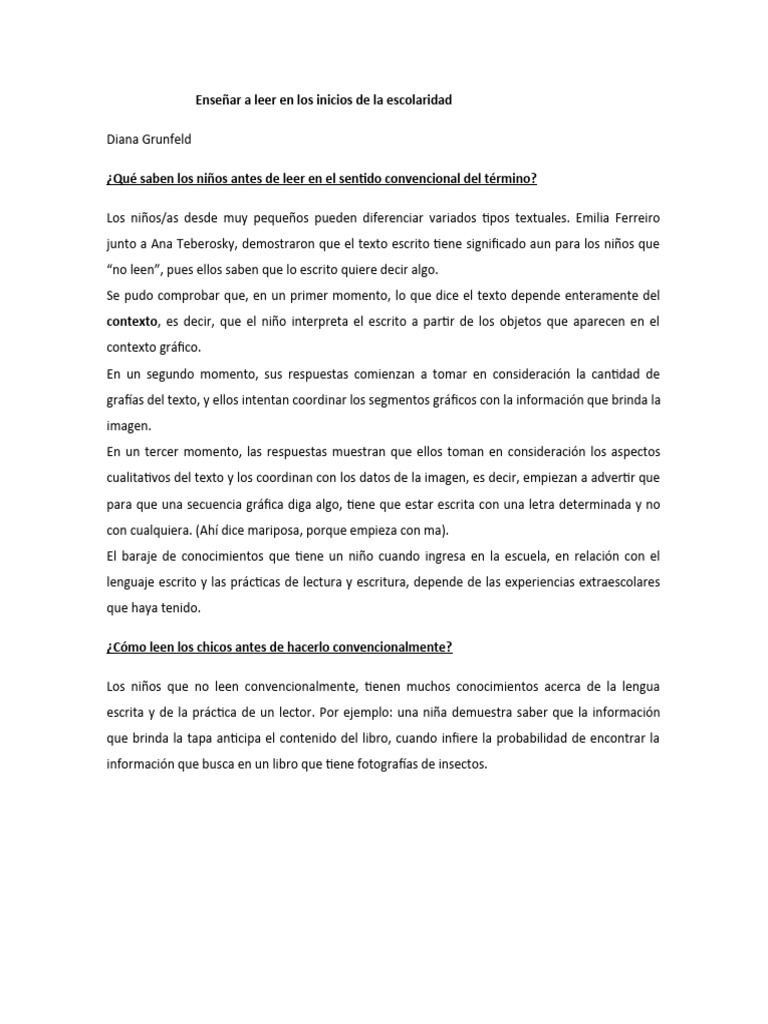 Enseñar a leer en los inicios de la escolaridad | PDF | Comunicación humana | Cognición