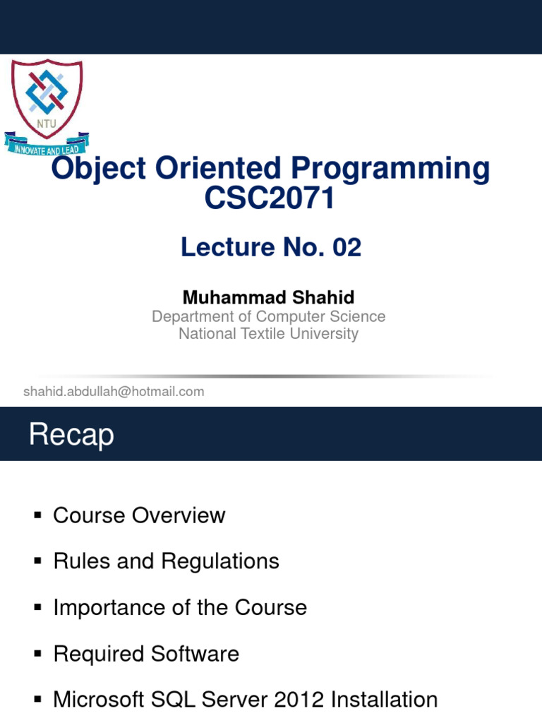 Csc2071 Lecture 02 Net Plateform Pdf Language Integrated Query Component Object Model