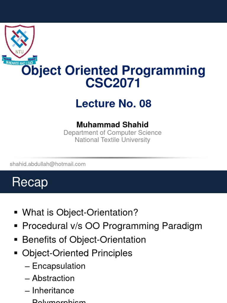 Csc2071 Lecture 08 Classes Pdf Method Computer Programming Class Computer Programming