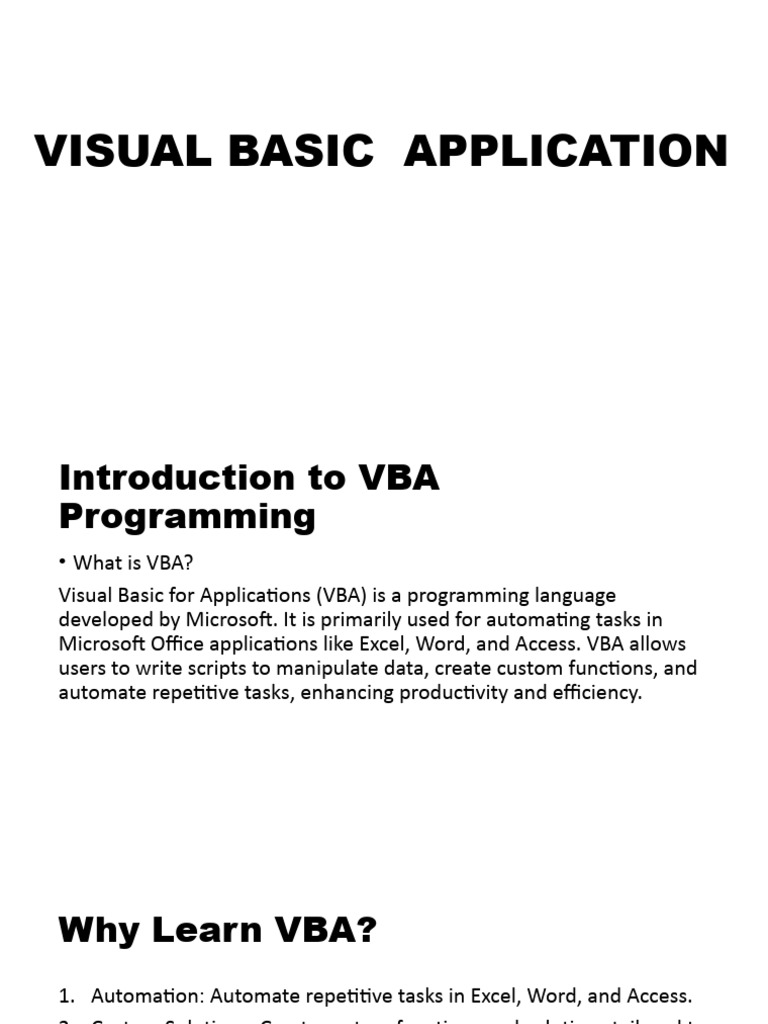 Visual Basic Application | PDF | Computers