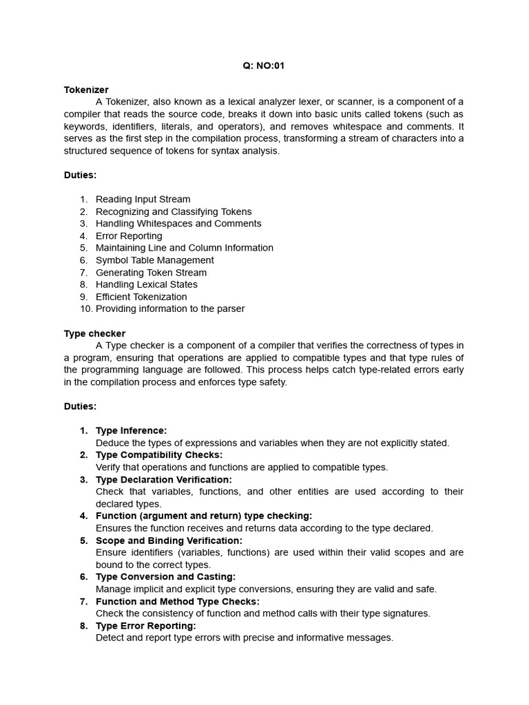 Tokenizer and Type Checker in Compilers | PDF | Parsing | Program Optimization