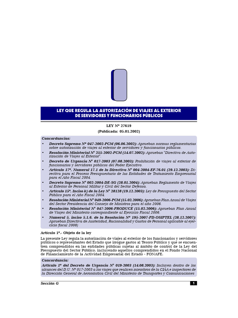 Ley_27619(LEY DE VIAJES AL EXTERIOR) | PDF | Ministerio (Departamento ...