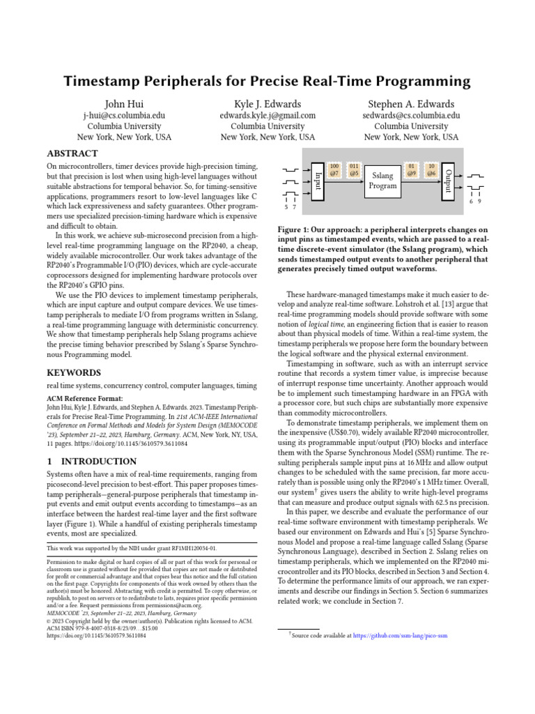 Timestamp Peripherals For Precise Real-Time Programming | PDF | Microcontroller | Computer ...